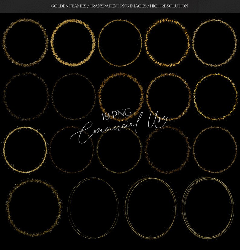 19 Gold Sparkle Frames Clip Art Glitter Circle/round Border - Etsy