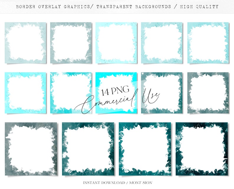 Abstract Borders Clipart, Watercolor Glitter/blue Green Border ...