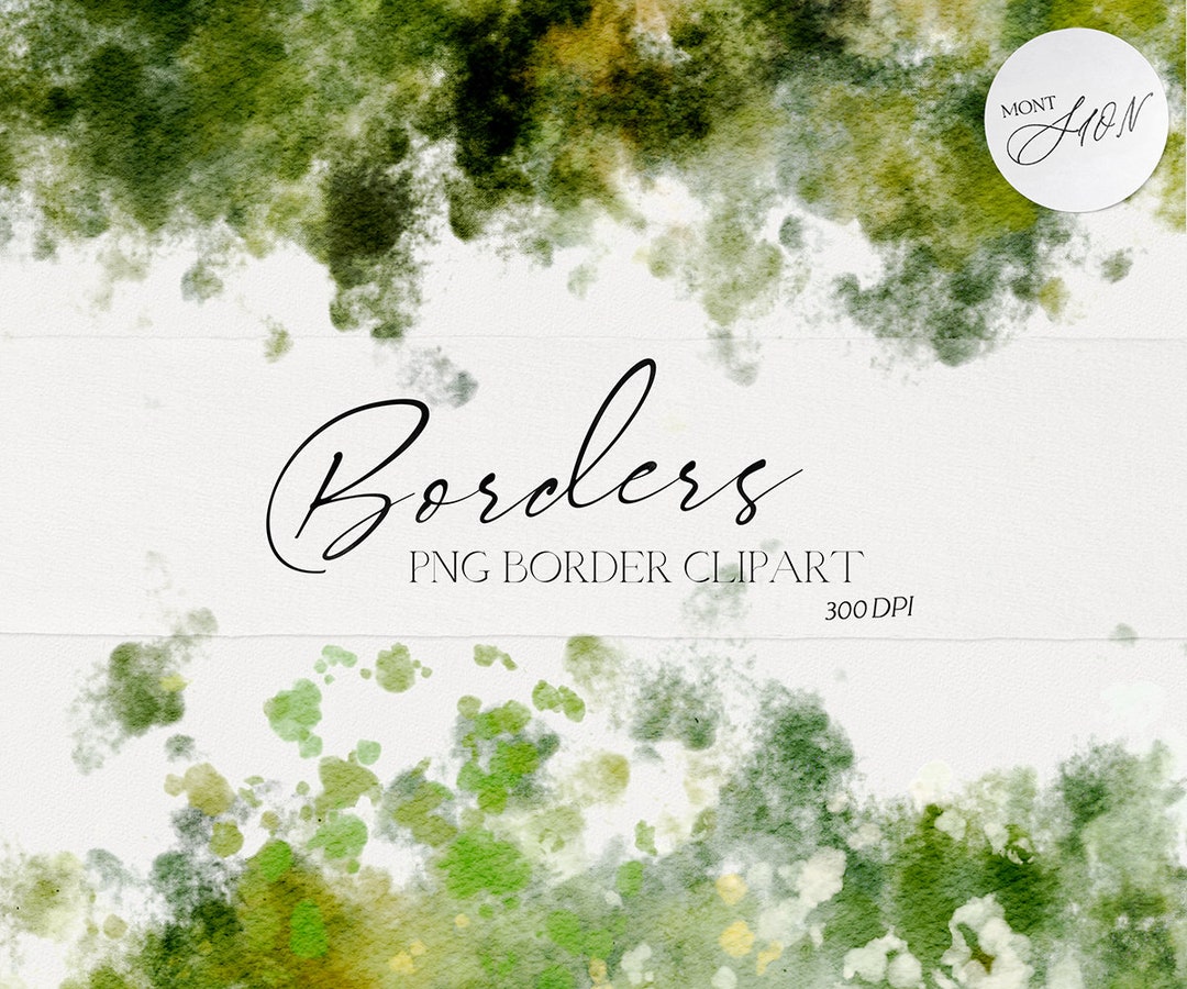Green Watercolor Border, Abstract Borders Clipart, Watercolor Texture ...