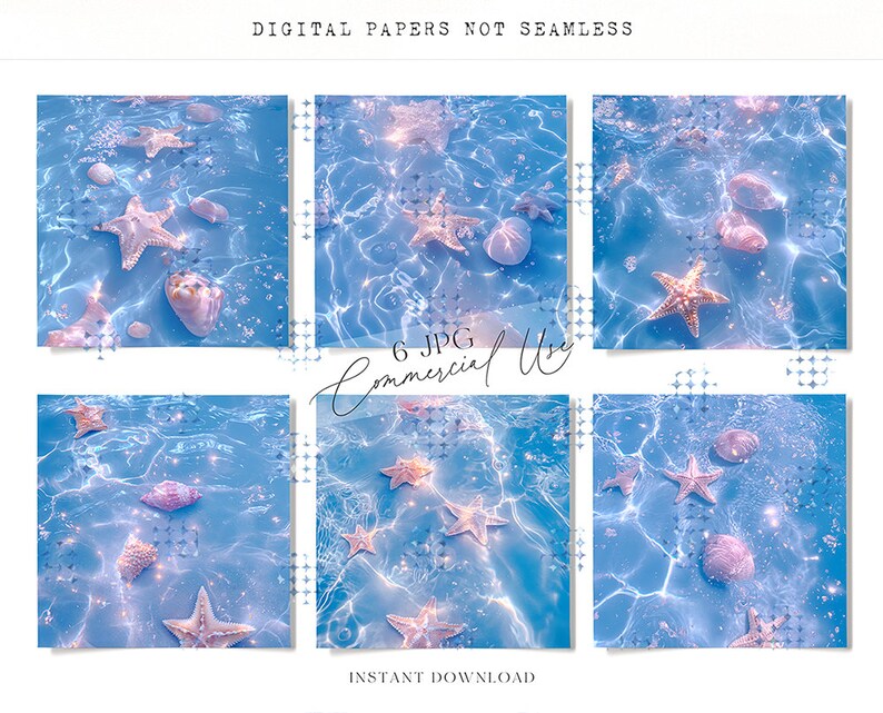 Starfish Underwater Digital Papers, Sea Aesthetic Backgrounds, Digital ...