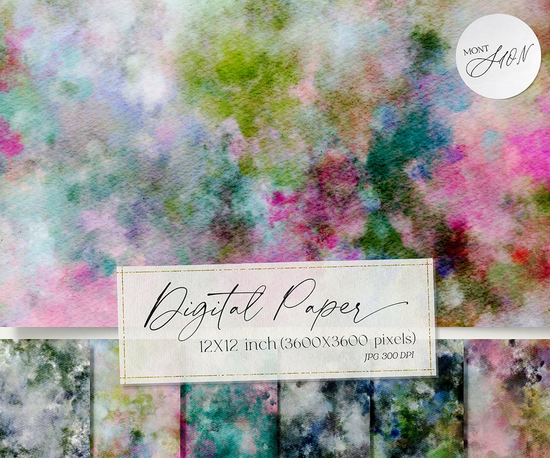 Watercolor Digital Papers, Pink-blue-green/abstract Watercolor ...