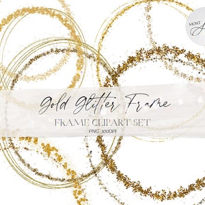 19 Gold Sparkle Frames Clip Art, Glitter Circle/round Border Frames ...