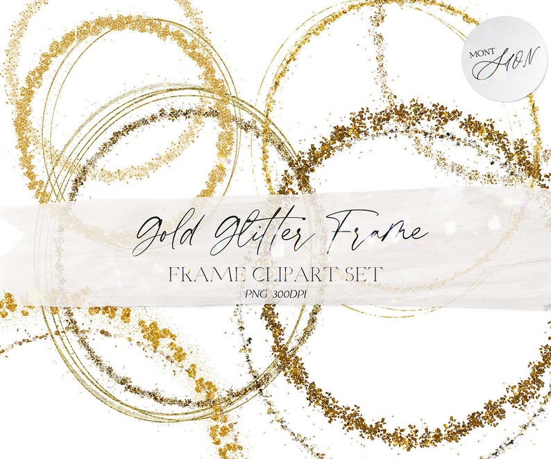 19 Gold Sparkle Frames Clip Art, Glitter Circle/round Border Frames ...