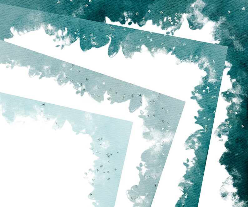 Abstract Borders Clipart, Watercolor Glitter/blue Green Border ...