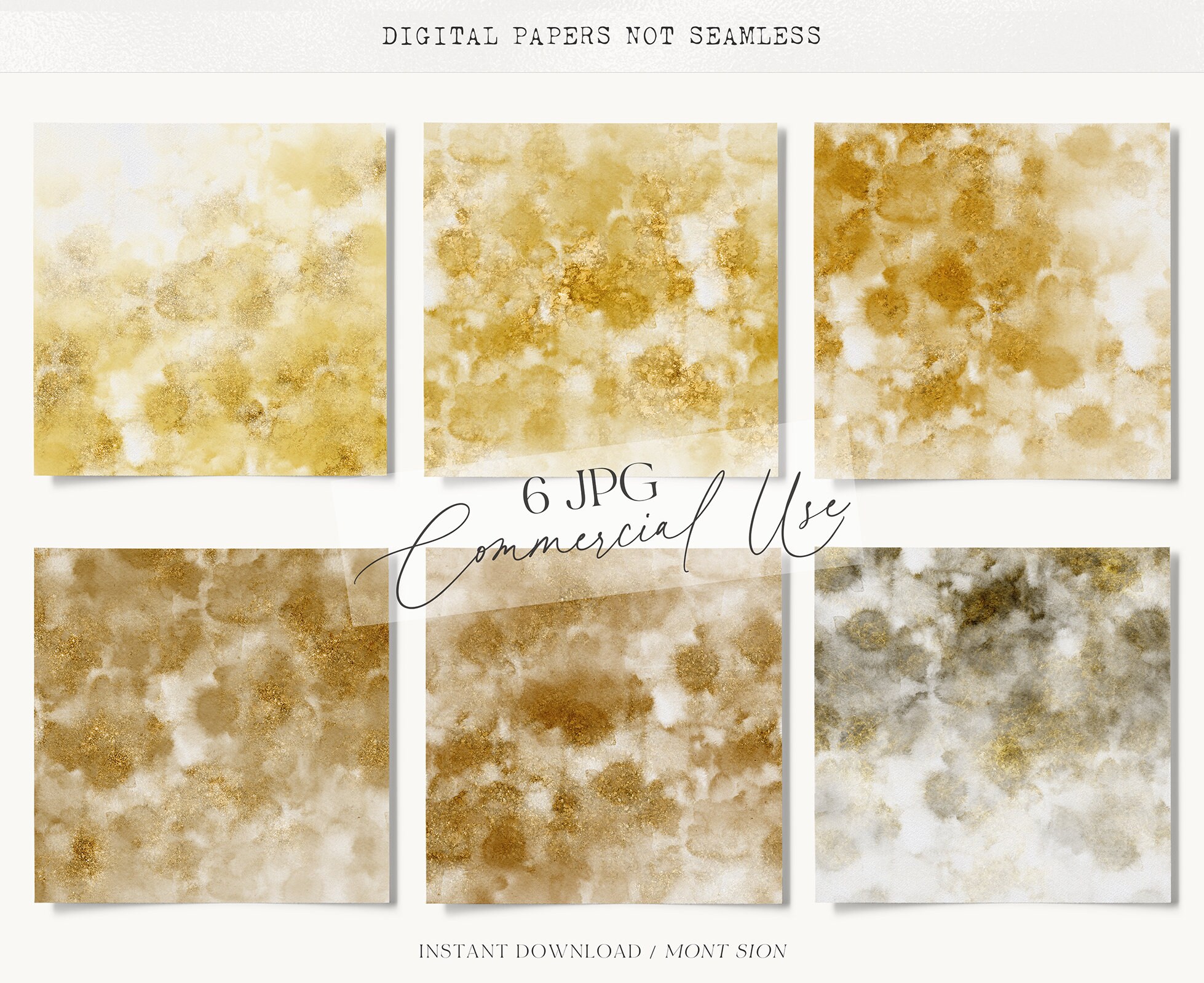 Abstract Digital Paper, Gold Watercolor Background, Gold Abstract ...