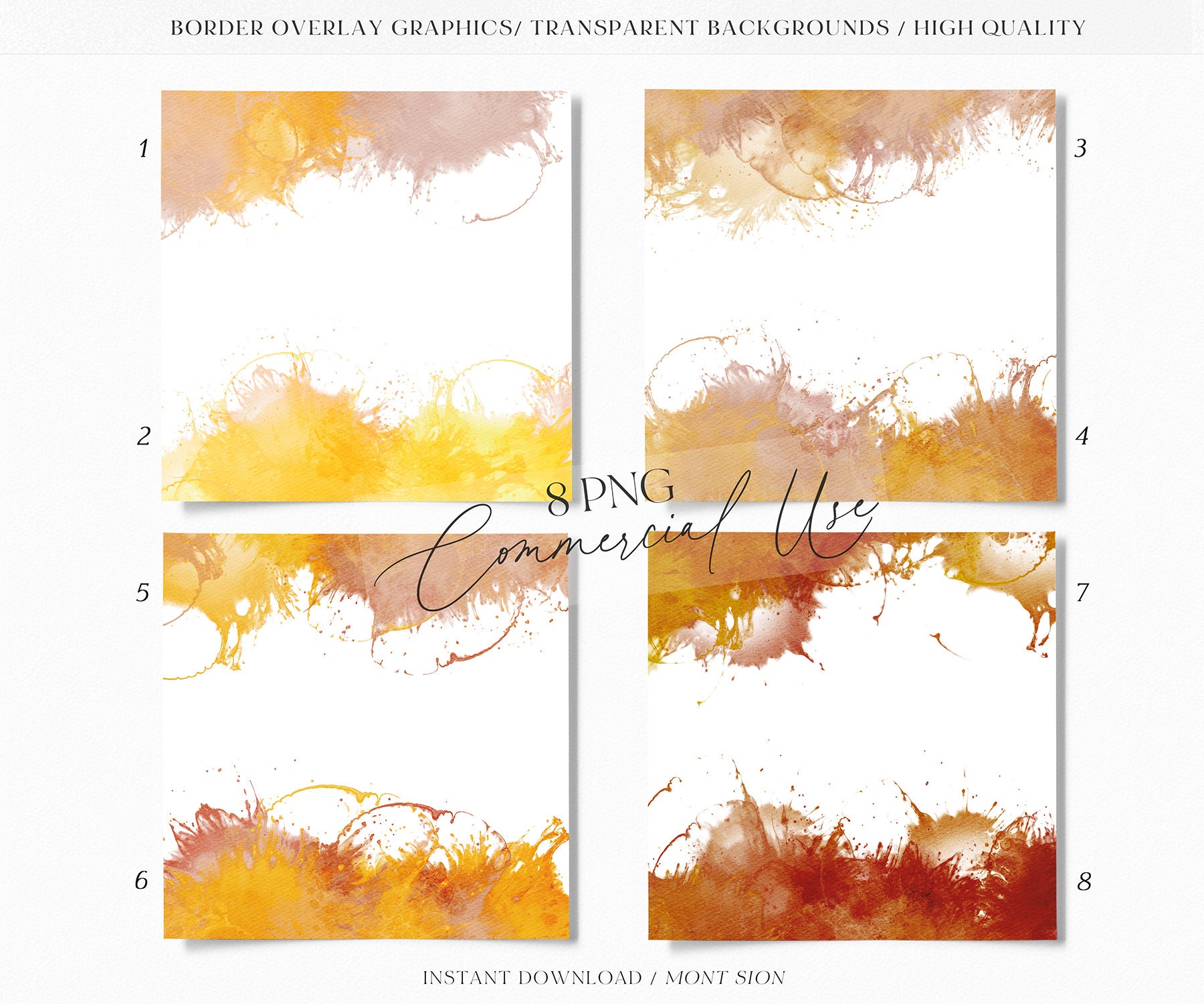 Abstract Borders Clipart, Orange Watercolor Border, Watercolor Texture ...