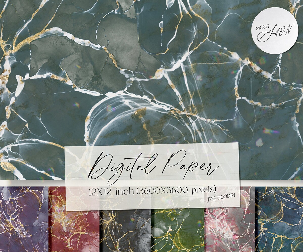 Marble Digital Paper Pack, Marble Texture, 14 JPG Files, Marble Clip ...