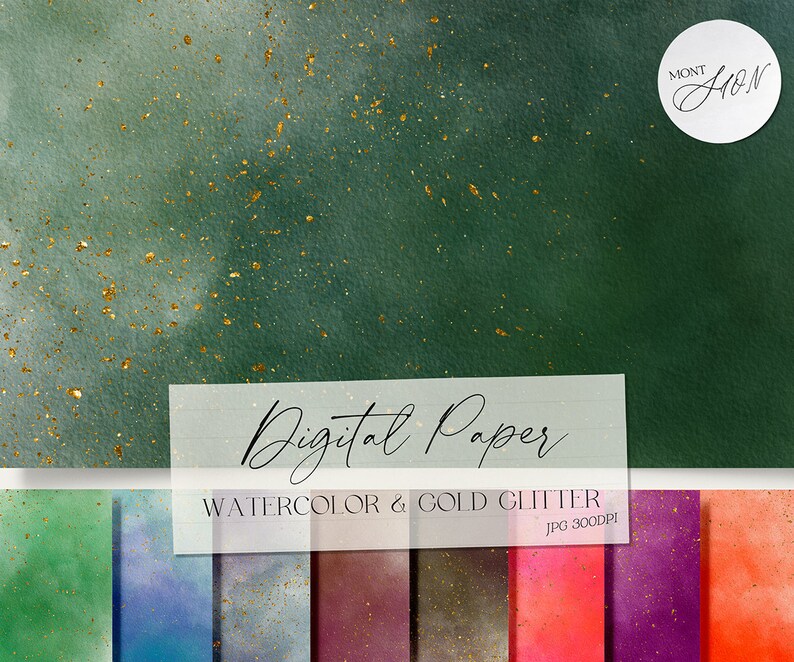 21 Watercolor Gold Glitter Digital Paper Colorful/glitter - Etsy