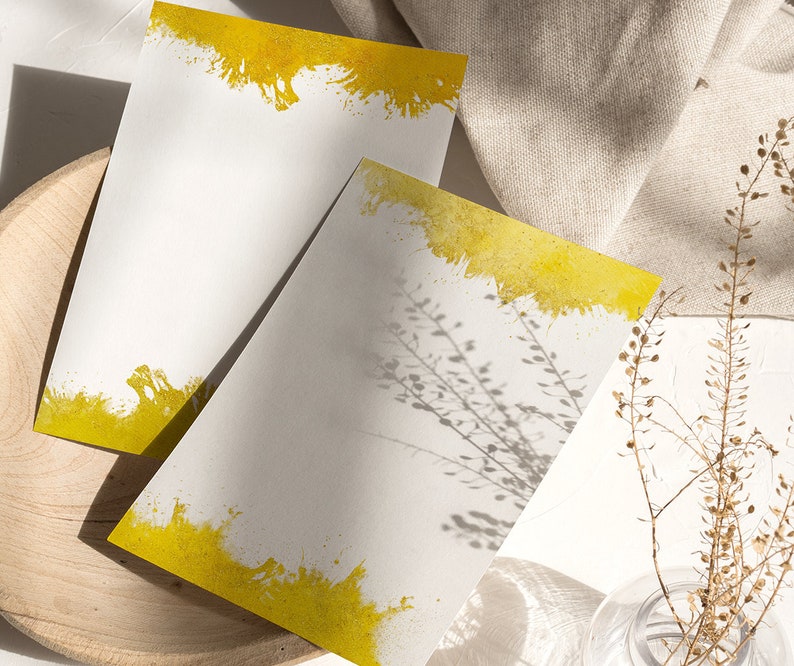 Yellow Abstract Borders Clipart, Yellow Watercolor/gold Glitter Border ...
