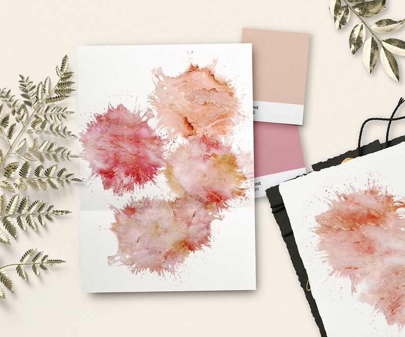23 Abstract Watercolor Clipart, Rose Gold Marble/watercolor Glitter ...