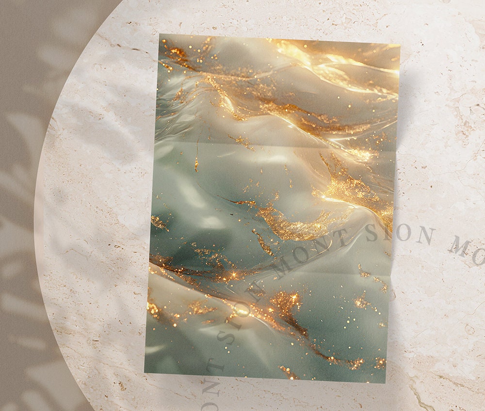 Gold Glitter Water Digital Papers, Abstract Water Reflection Images ...