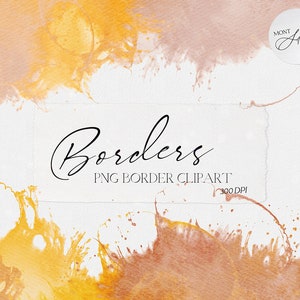 Abstract Borders Clipart, Orange Watercolor Border, Watercolor Texture ...
