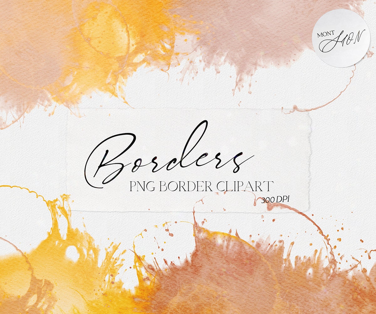 Abstract Borders Clipart, Orange Watercolor Border, Watercolor Texture ...
