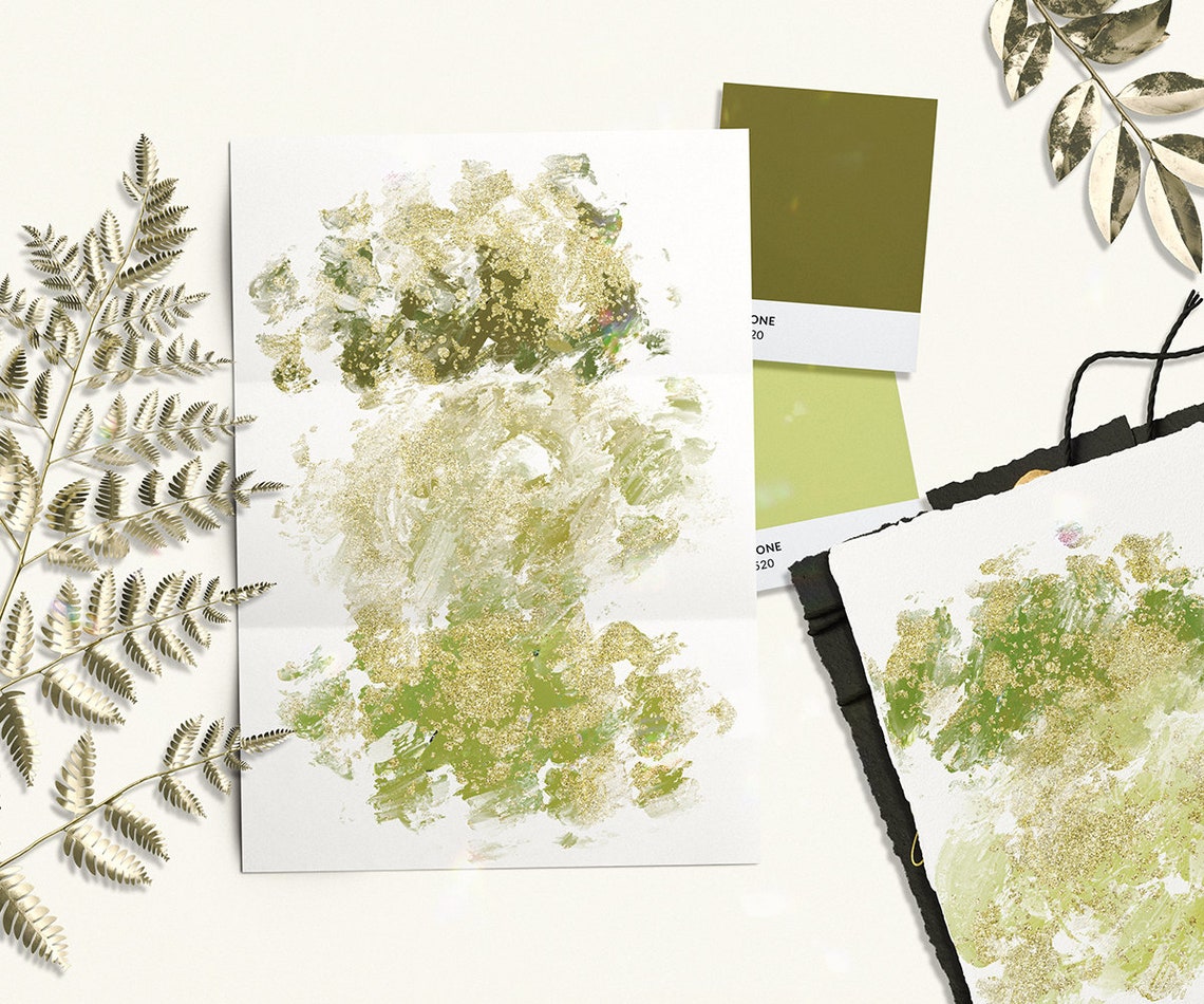 Khaki Green Abstract Clipart Light Green/khaki/gold - Etsy
