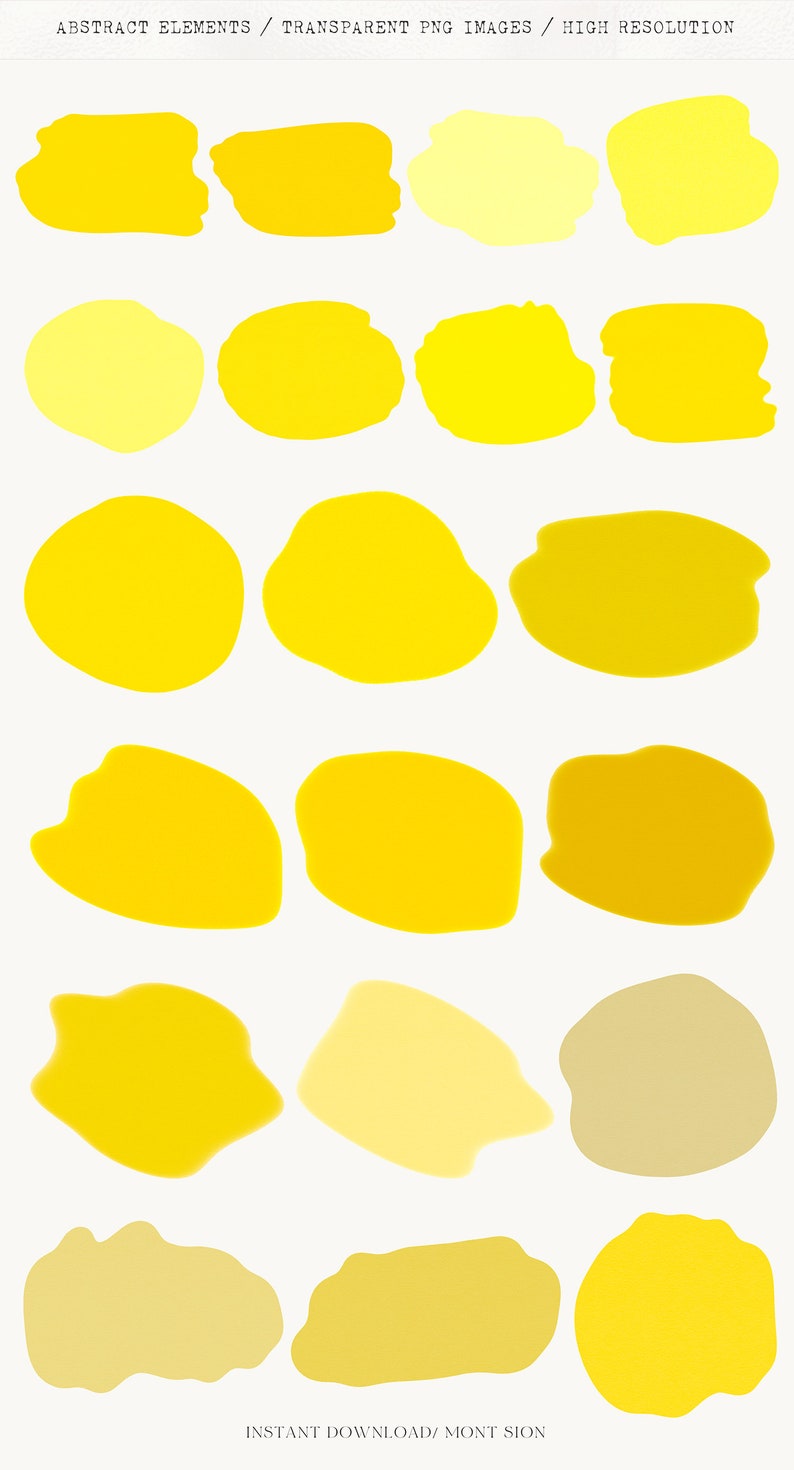 56 Yellow Abstract Clipart Set, Abstract Shapes+gold Splatters+seamless ...