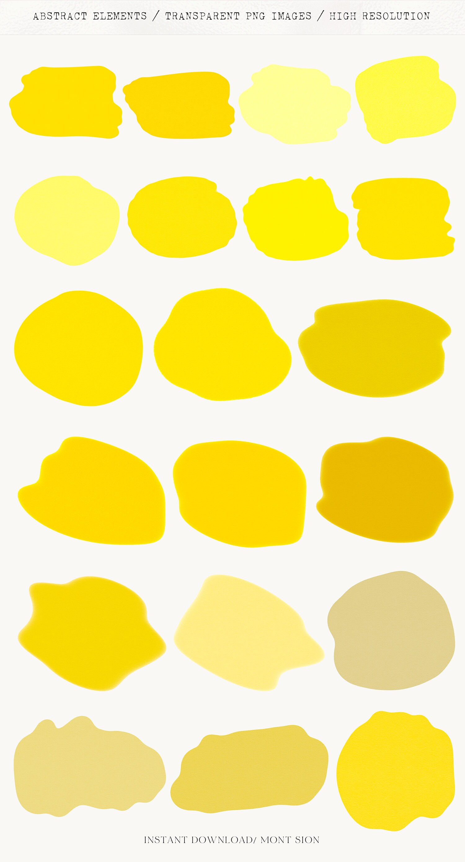 56 Yellow Abstract Clipart Set, Abstract Shapesgold Splattersseamless ...