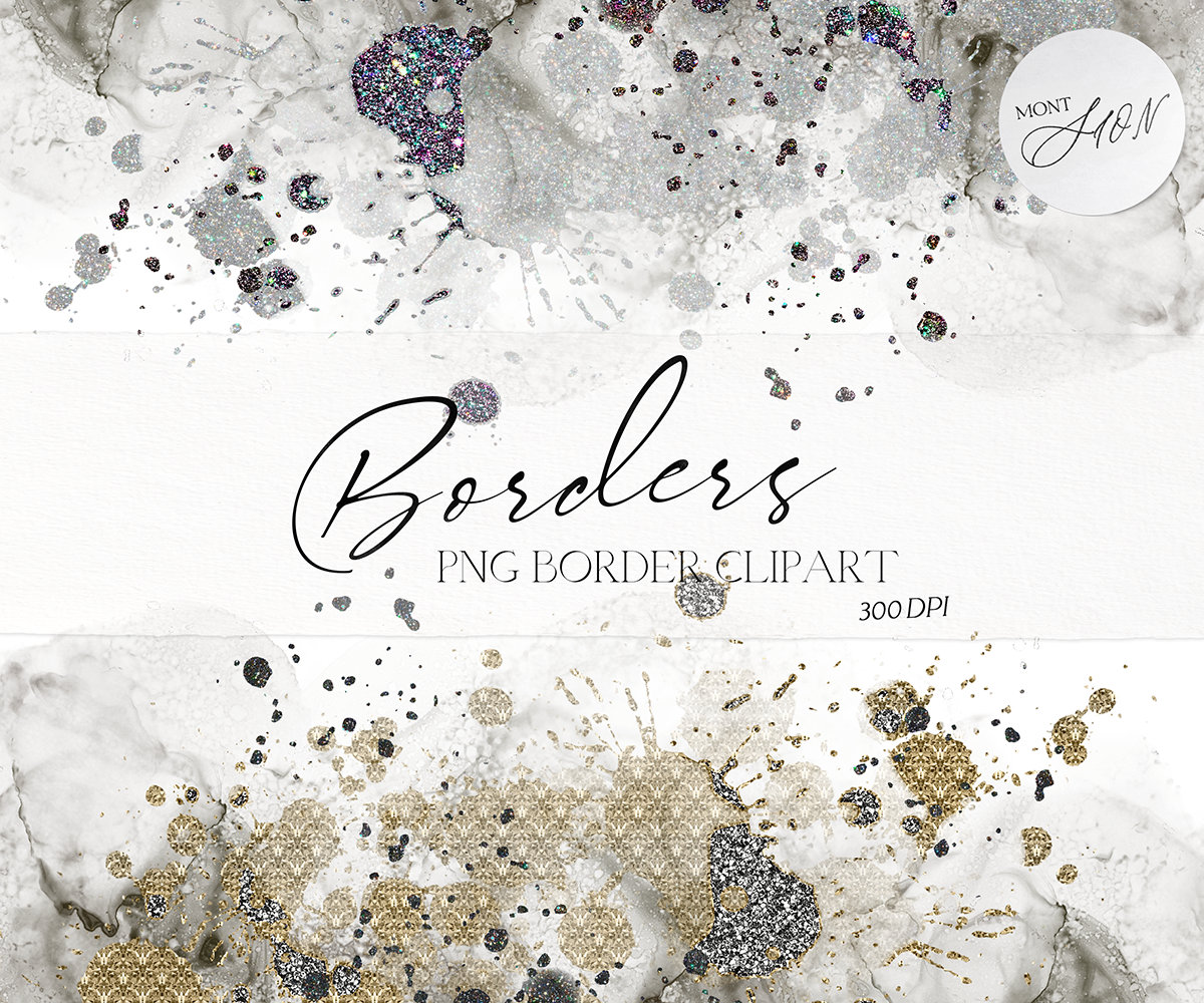 Aesthetic Borders Clip Art Set, Glitter Splash Border, 8 PNG/4 JPG ...
