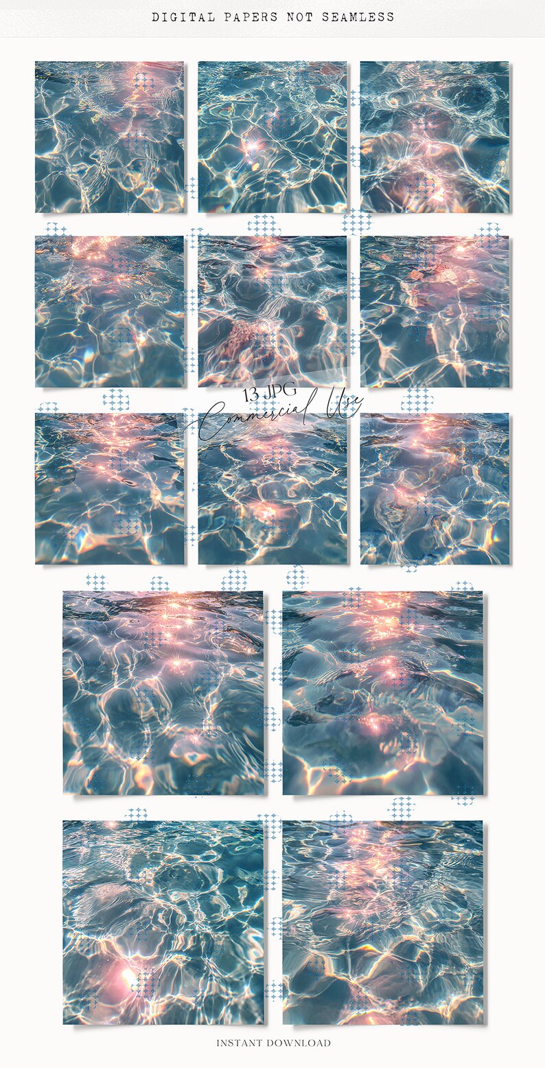 Water Reflection Digital Papers, Abstract Water Ripple Backgrounds ...