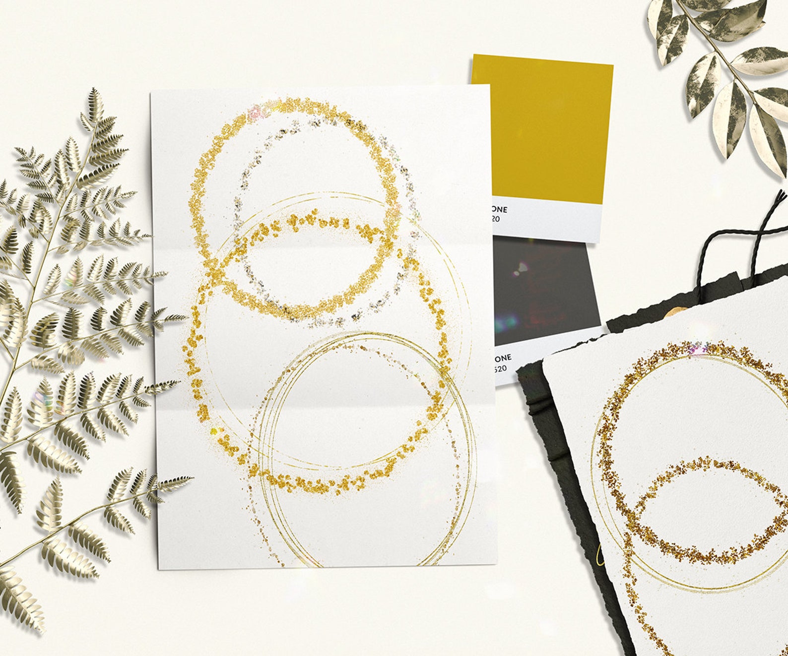 19 Gold Sparkle Frames Clip Art, Glitter Circle/round Border Frames ...