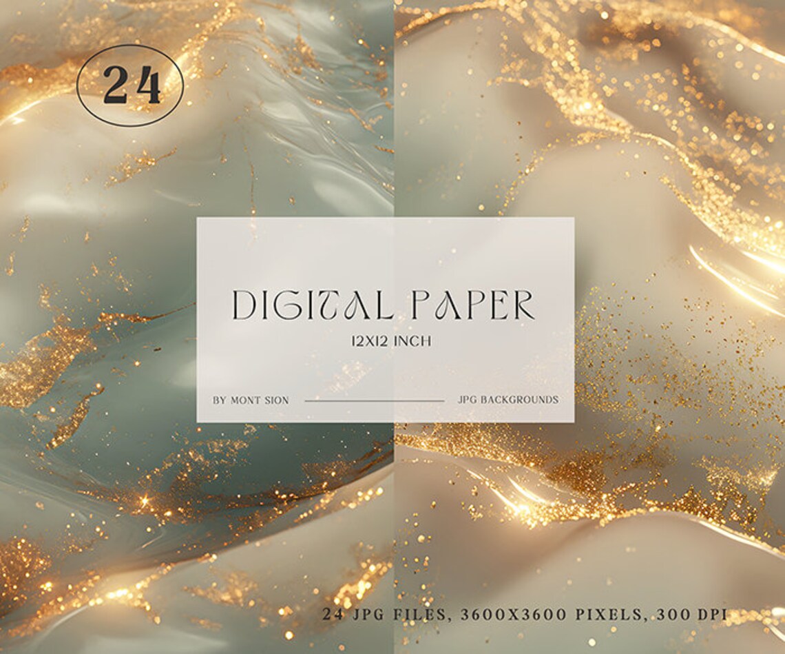 Gold Glitter Water Digital Papers, Abstract Water Reflection Images ...