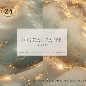 Gold Glitter Water Digital Papers, Abstract Water Reflection Images ...