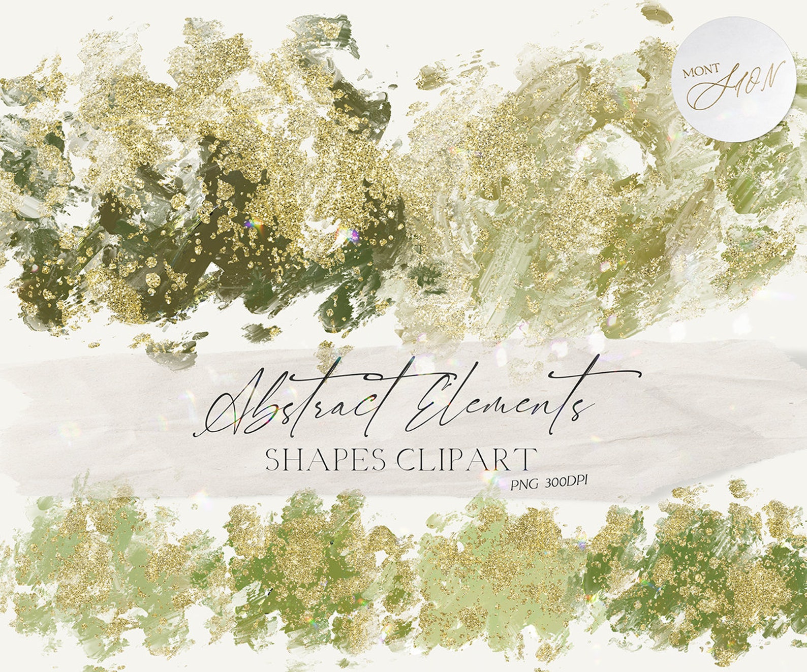 Khaki Green Abstract Clipart Light Green/khaki/gold - Etsy