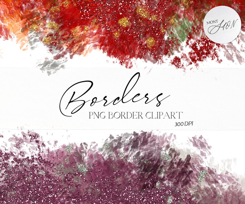 Abstract Borders Clip Art, Red/black/pink/gold/glitter/aesthetic ...