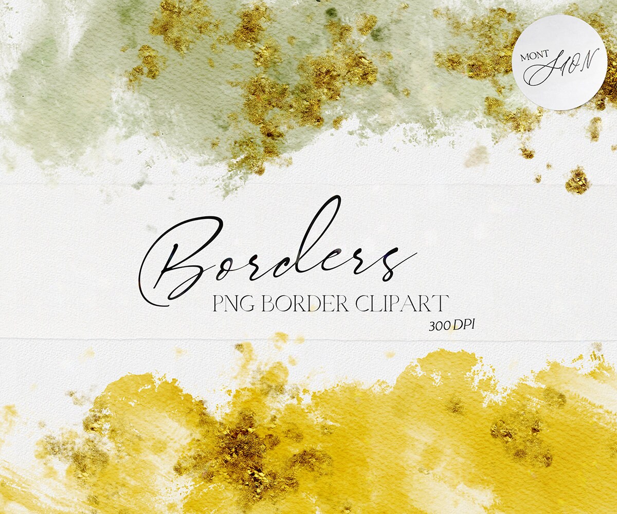 Abstract Borders Clipart, Watercolor Gold/green Yellow Border ...