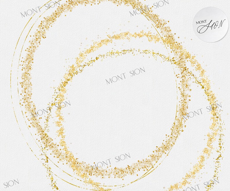 19 Gold Sparkle Frames Clip Art, Glitter Circle/round Border Frames ...