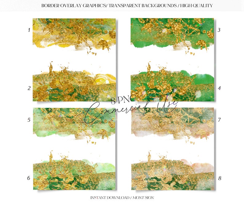 Abstract Borders Clip Art Set Yellow/green/gold - Etsy