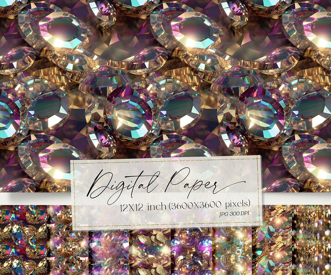 46 Crystal Digital Papers, Holographic Iridescent/crystal Pattern ...