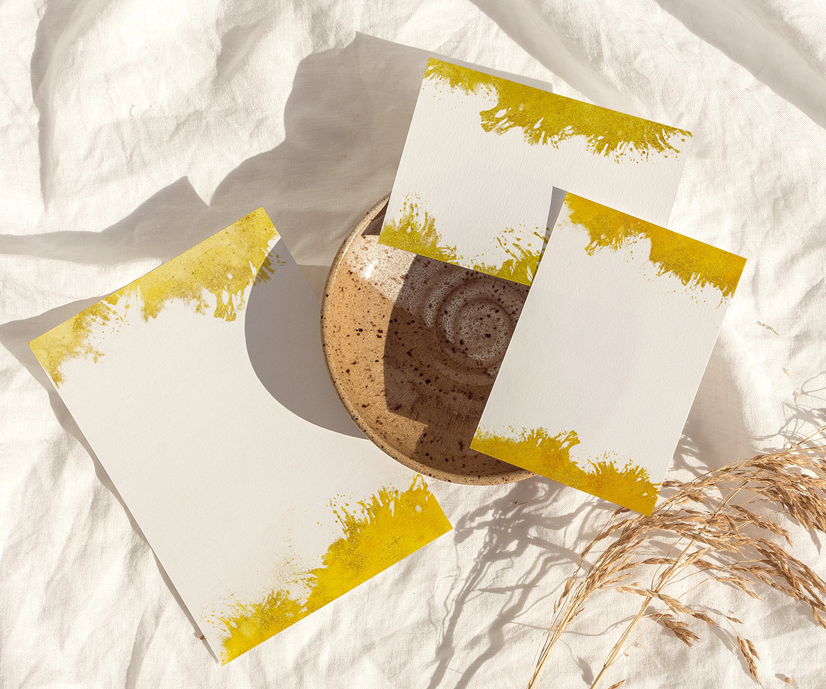 Yellow Abstract Borders Clipart, Yellow Watercolor/gold Glitter Border ...