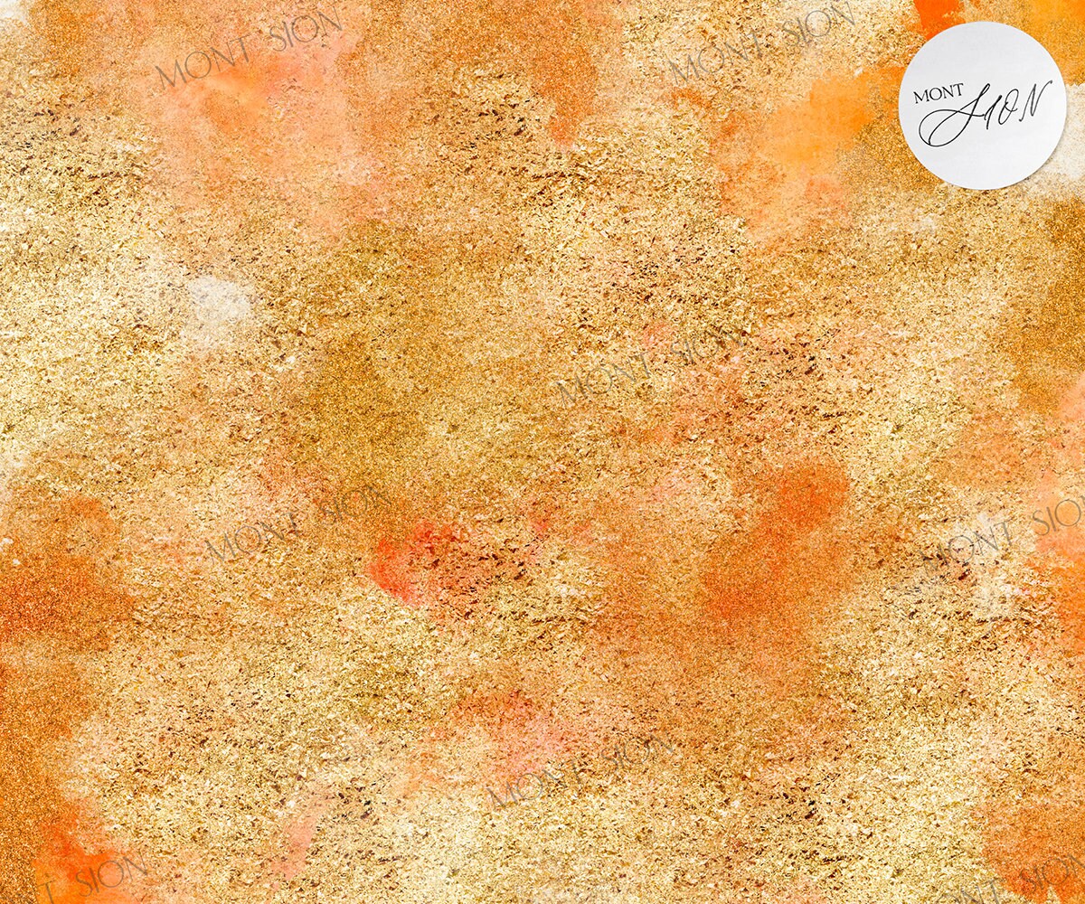 Watercolor Gold Glitter Digital Paper, Orange/gold Background, 6 JPG ...