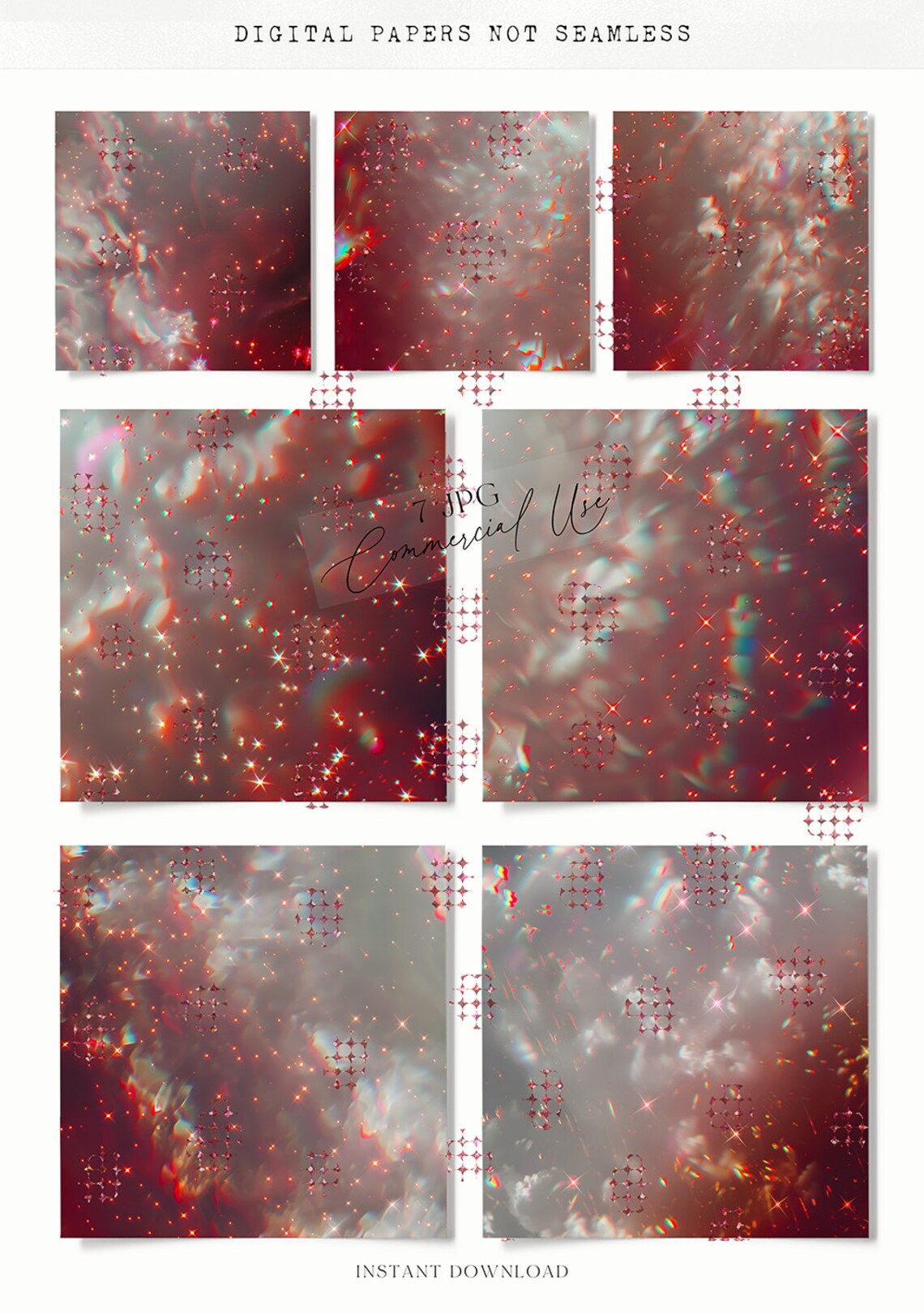 Starlight Glitter Digital Paper Pack, Starlight Overlays, Fantasy ...