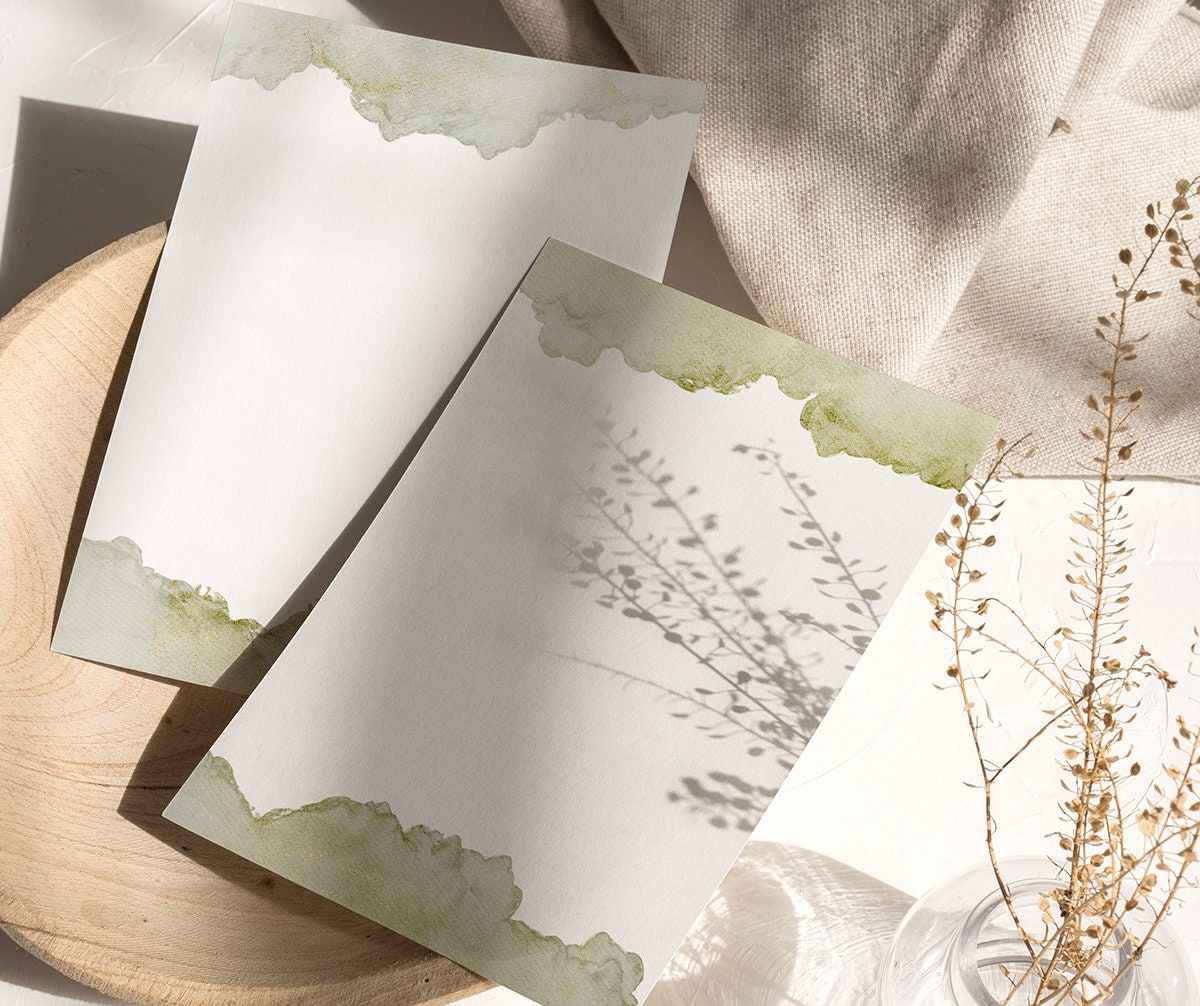 Aesthetic Borders Clip Art, Light Green Watercolor/gold Glitter Border ...