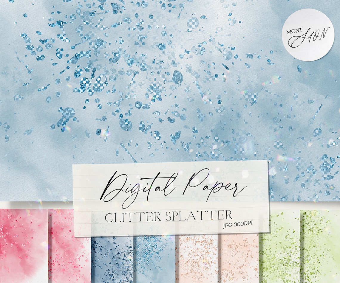 21 Glitter Splatter Digital Paper, Blue/red/green/beige Pink Background ...
