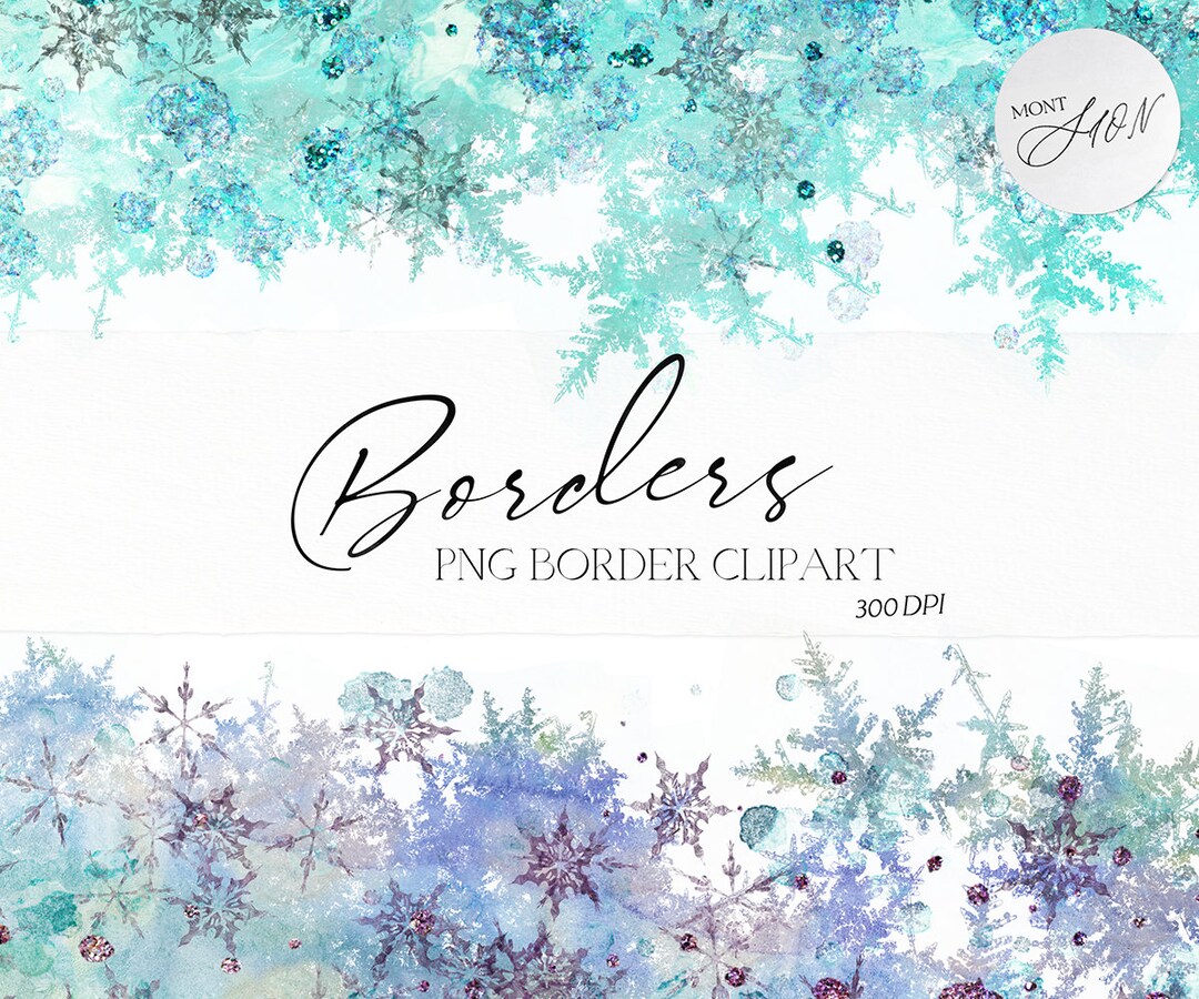 Frost Borders Clip Art Set, Blue/purple/green/glitter/aesthetic Clipart ...