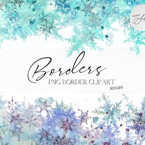 Frost Borders Clip Art Set, Blue/purple/green/glitter/aesthetic Clipart ...