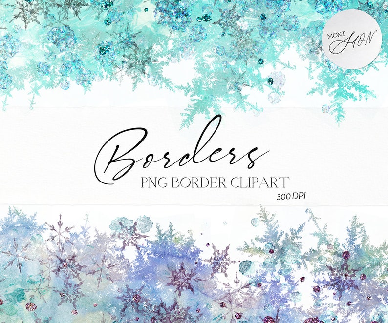Frost Borders Clip Art Set, Blue/purple/green/glitter/aesthetic Clipart ...
