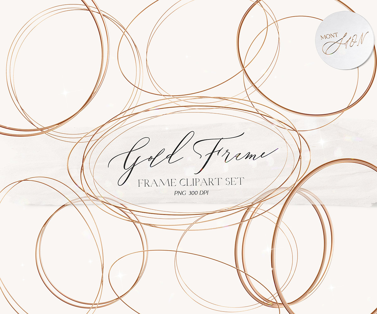 Gold Circle Frame Clipart Set, Logo Frame PNG, Gold Round Border Clip ...
