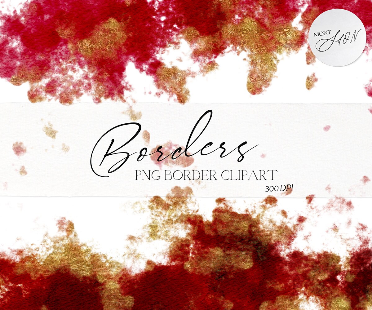 Abstract Borders Clipart, Watercolor Gold/red Orange Border, Watercolor ...