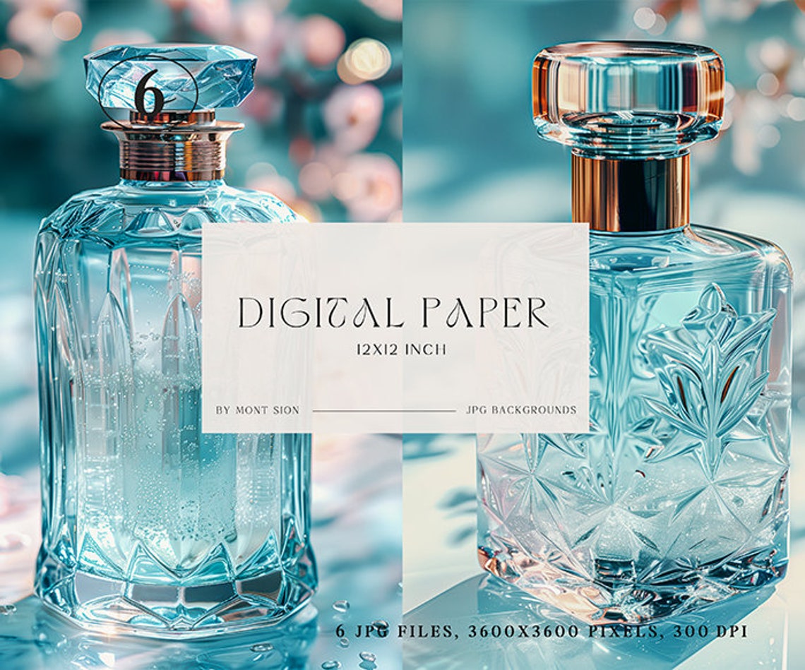 Glass Perfume Bottle Digital Papers, Aesthetic Images, Digital Print ...