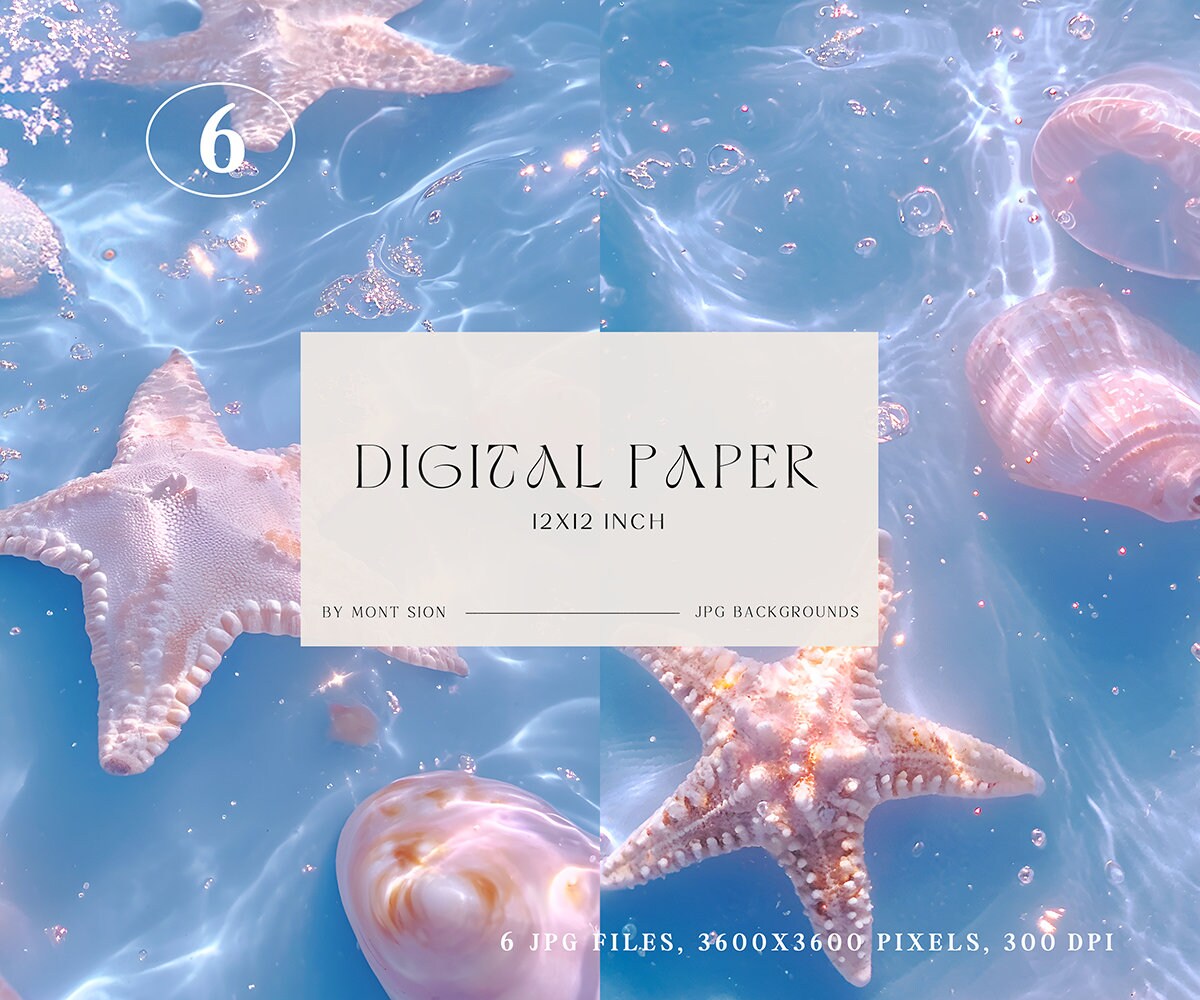 Starfish Underwater Digital Papers, Sea Aesthetic Backgrounds, Digital ...