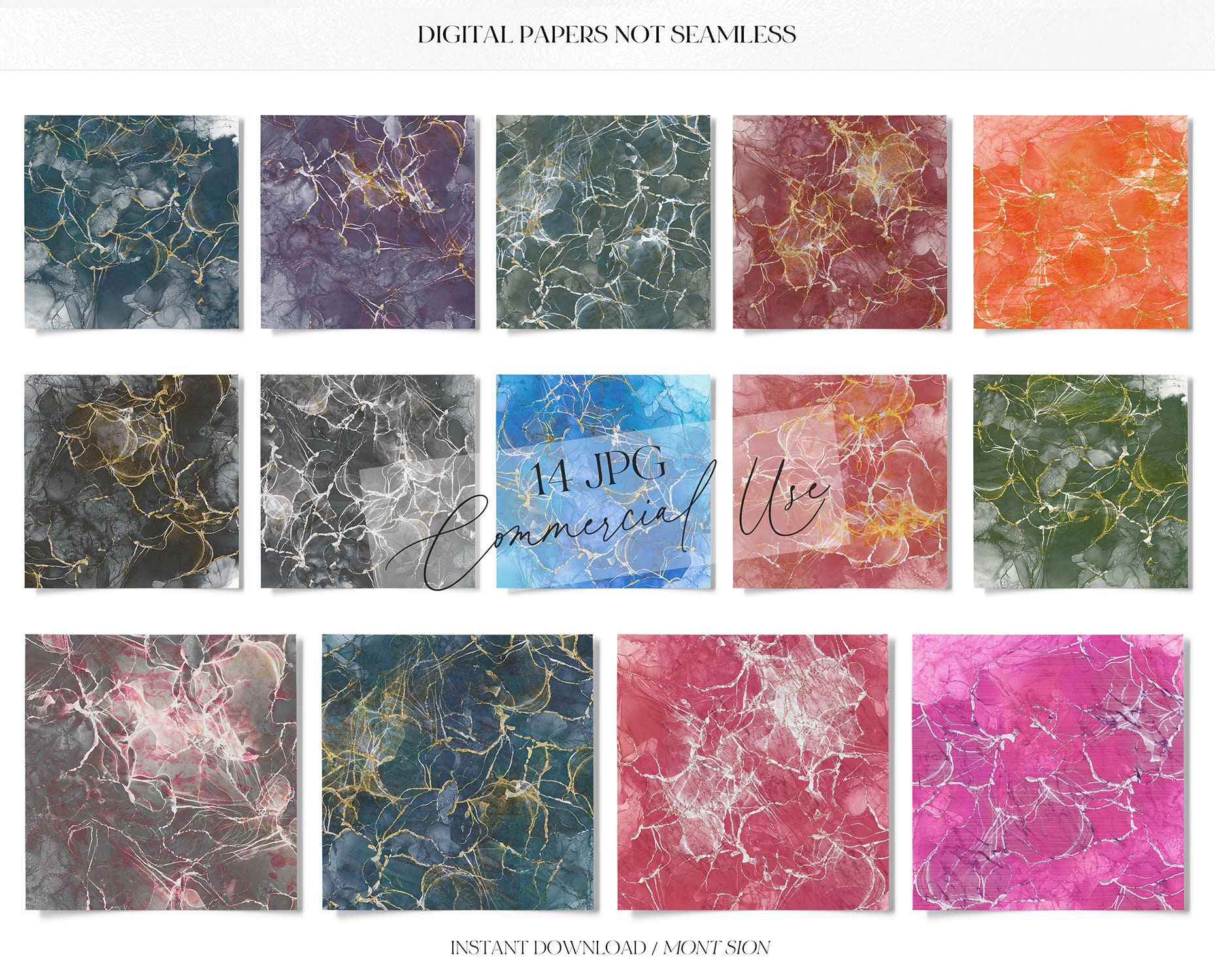 Marble Digital Paper Pack, Marble Texture, 14 JPG Files, Marble Clip ...