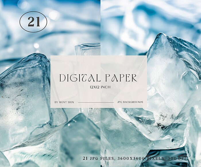 Ice Digital Paper Pack, Frozen Ice Cube Backgrounds, Digital Craft ...