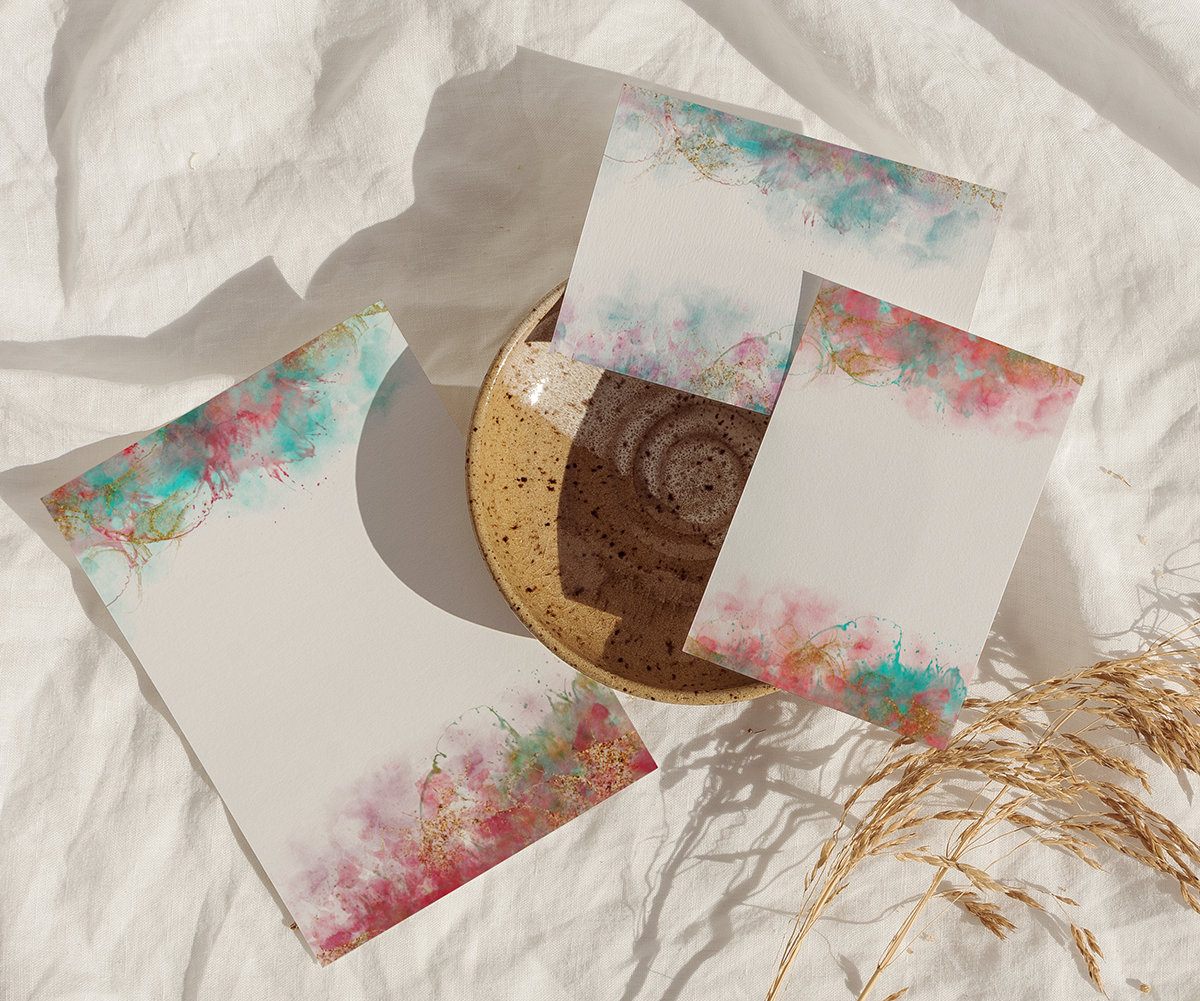 Alcohol Ink Borders Clip Art Set, Pink/red/mint/gold/aesthetic Clipart ...