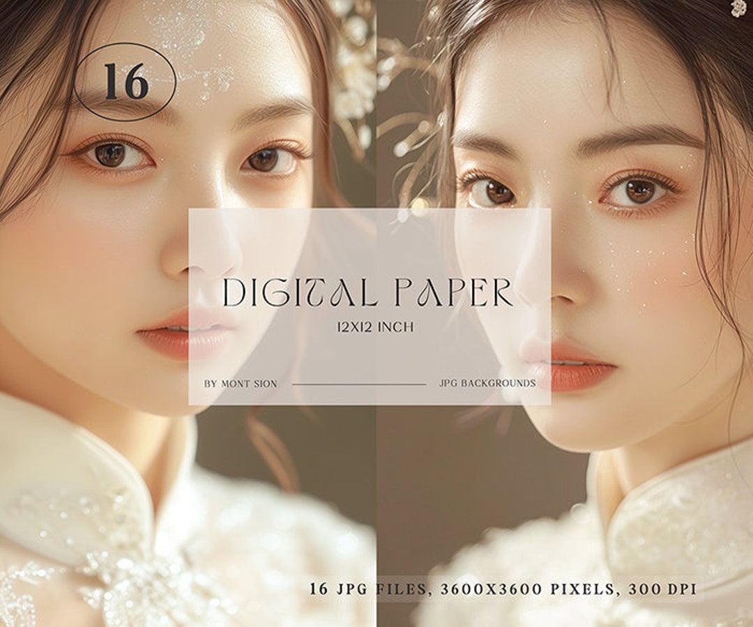 Aesthetic Woman Digital Papers, Elegant Bride Portrait, Digital Craft ...