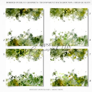 Green Watercolor Border, Abstract Borders Clipart, Watercolor Texture ...