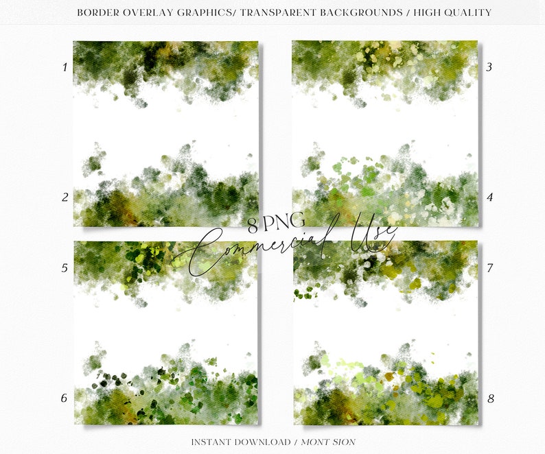 Green Watercolor Border, Abstract Borders Clipart, Watercolor Texture ...