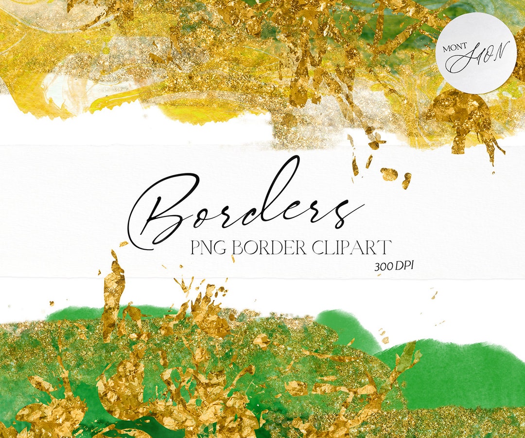 Abstract Borders Clip Art Set, Yellow/green/gold Glitter/aesthetic ...